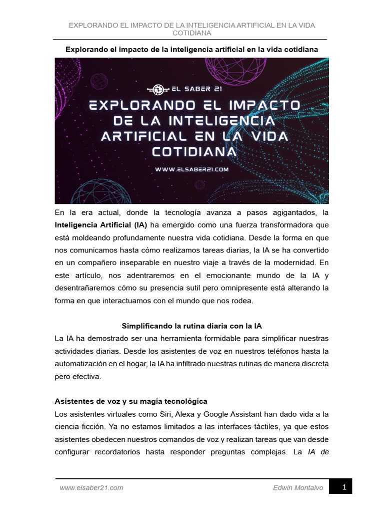 Explorando-el-impacto-de-la-IA-en-la-vida-cotidiana | PDF | Inteligencia artificial ...