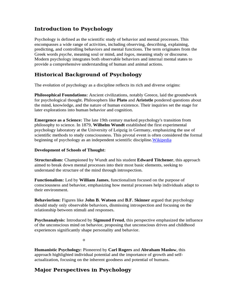 Introduction To Psychology | PDF | Psychology | Cognition