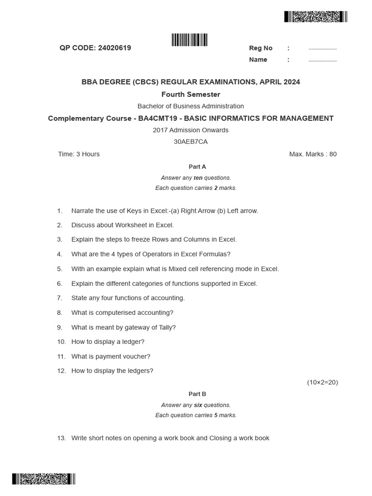 BASIC INFORMATICS FOR MANAGEMENTBBA-45 (2) | PDF | Microsoft Excel | Software Engineering