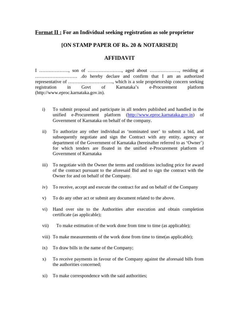 Affidavit Proprietorship | PDF | Sole Proprietorship | Business Law