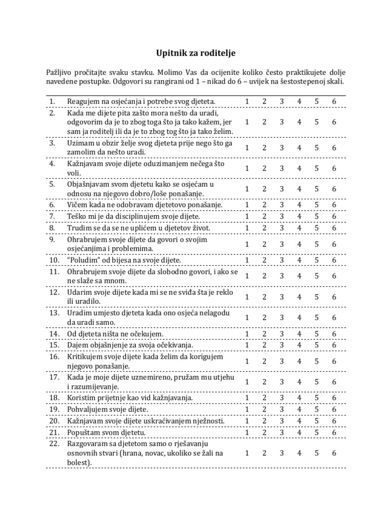 Upitnik Stilova Roditeljstva | PDF