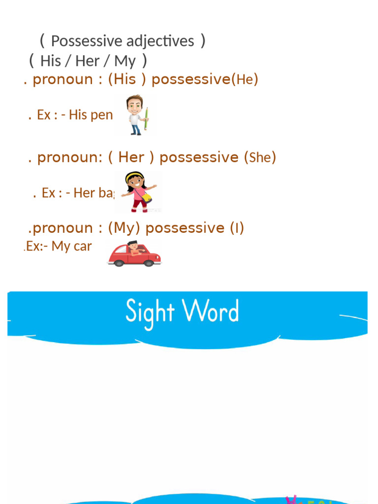 Possessive Adjectives Practice Quiz | PDF