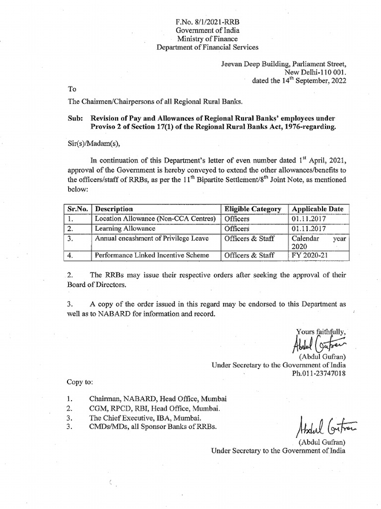 Letter-New Allowances-benefits | PDF