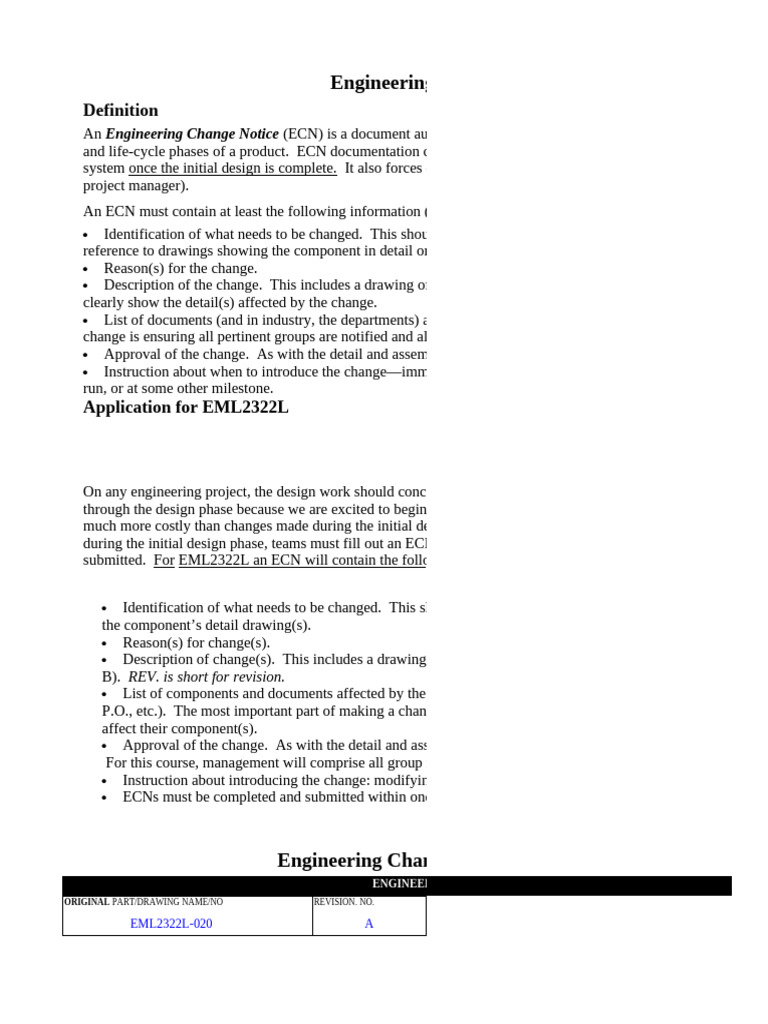 Engineering Change Notice 022l | PDF