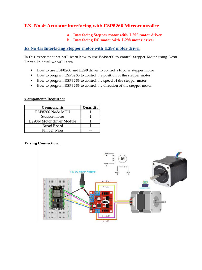 EX-No 4 Actuator Interfacing With ESP8266 (Printout) | PDF | Arduino ...