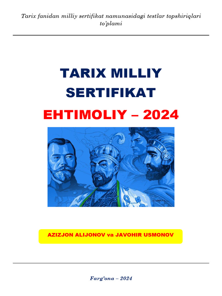 Tarix Milliy Sertifikat Kitobi | PDF