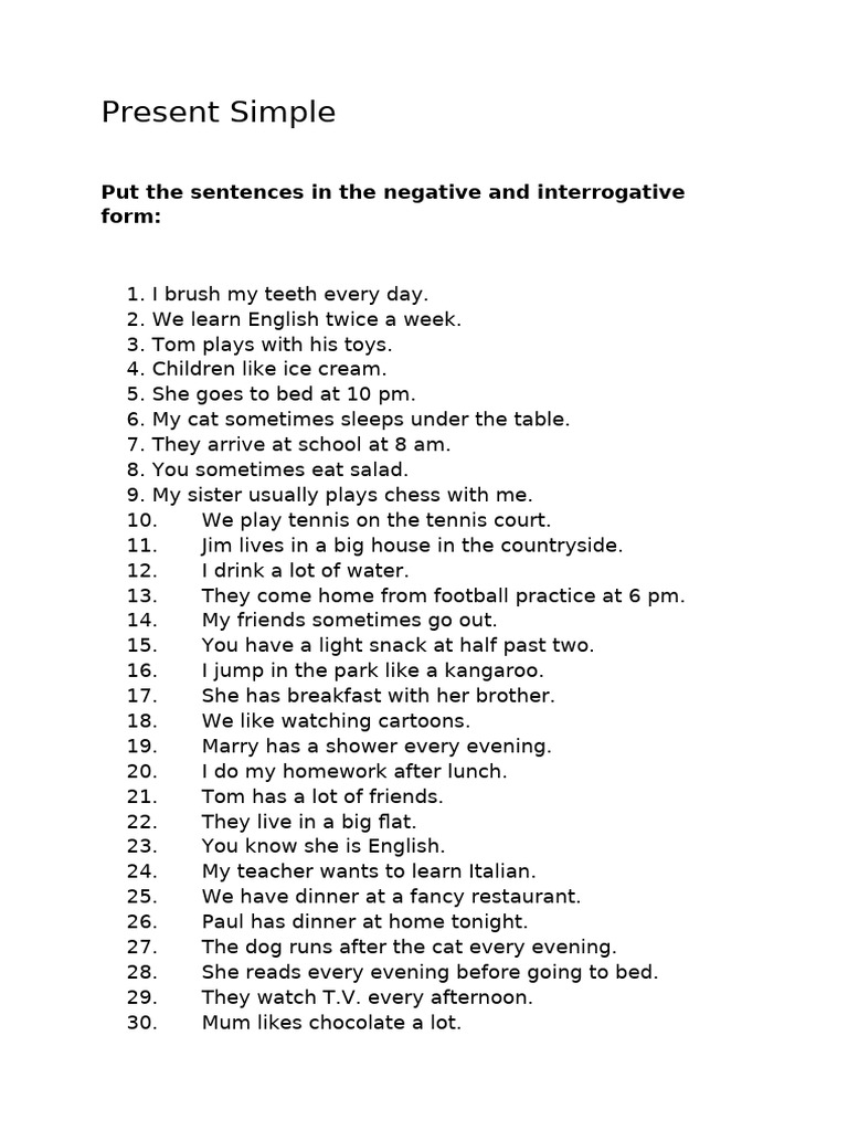 Present Simple Neg and Inter | PDF