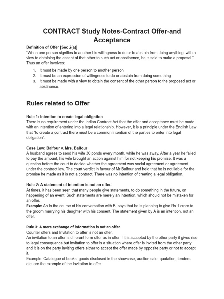 CONTRACT - Contract Offer-And Acceptance | PDF | Offer And Acceptance ...