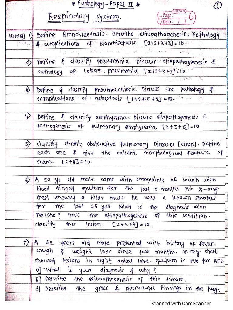 Patho Paper - 2 Resp Sys Questions | PDF