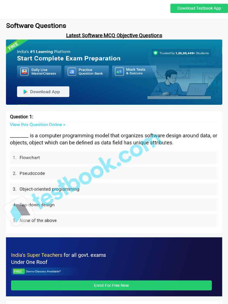 Mcq on Software 5eea6a1639140f30f369f54f | PDF