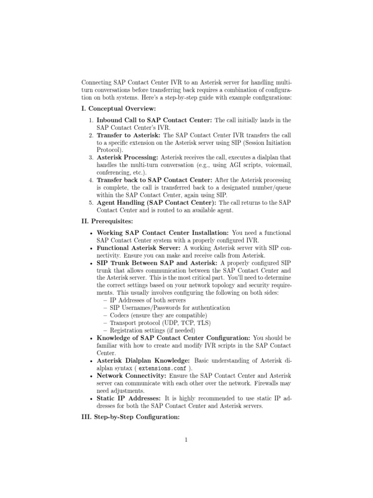 asterisk-sapcontactcenter-integration | PDF | Session Initiation Protocol | Interactive Voice ...