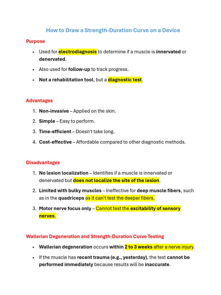Strength-Duration Curve Testing Guide | PDF | Physiology | Clinical ...
