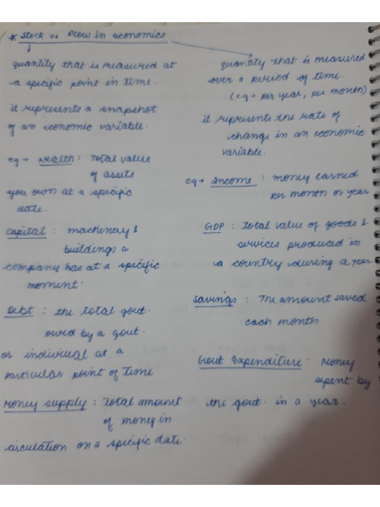 Stock Vs Flow in Economics | PDF