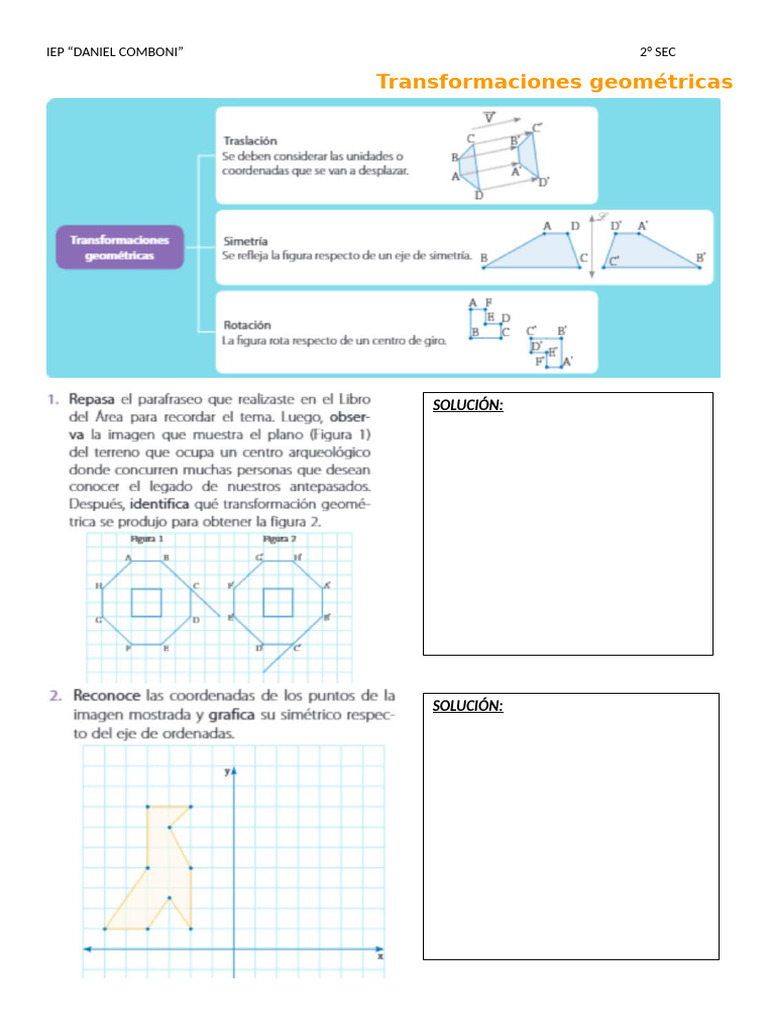 TRANSFORMACIONES GEOMÉTRICAS 2° | PDF