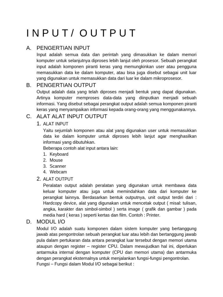 Makalah Input Output | PDF