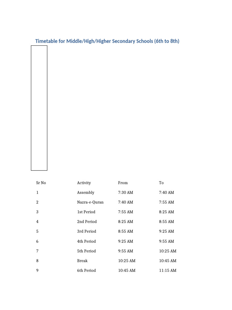 School Timetable | PDF