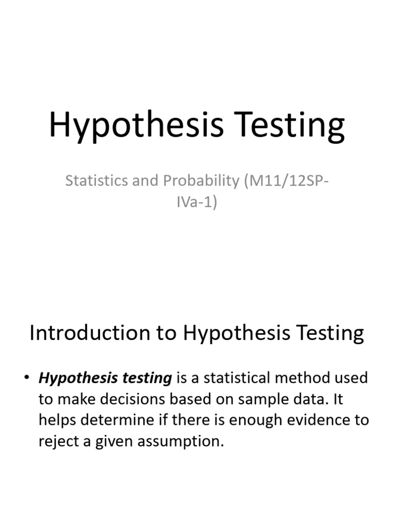 Hypothesis Testing Presentation | PDF | Null Hypothesis | Hypothesis