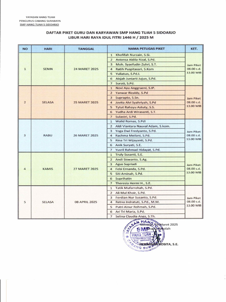 JADWAL_PIKET_IED_2025 | PDF