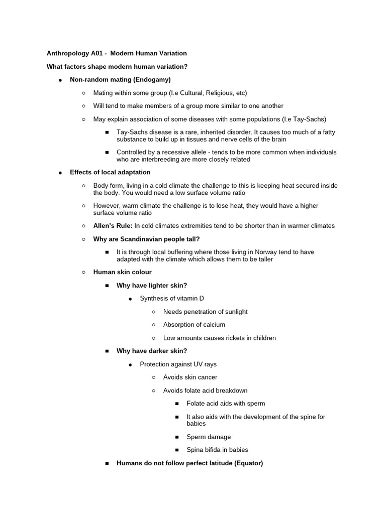 ANTA01 Lecture 3 Modern Human Variation | PDF | Race (Human ...