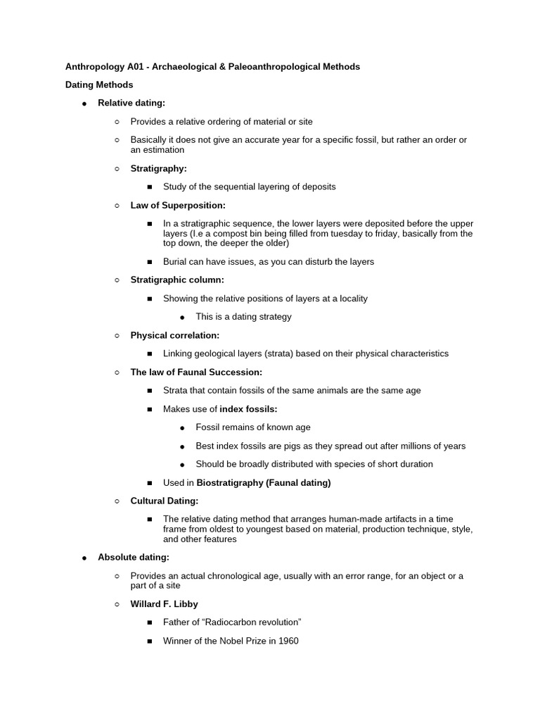 Dating Methods in Archaeology | PDF | Stratigraphy | Radiocarbon Dating
