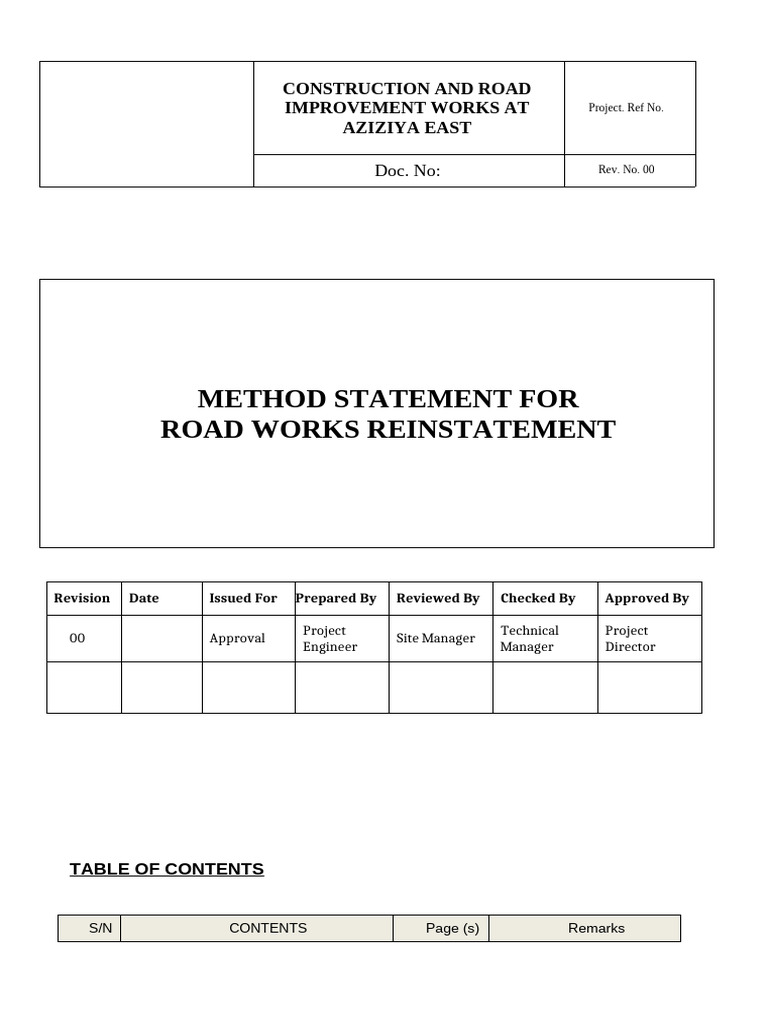 Road Reinstatement Methodology in Qatar | PDF | Road | Specification ...