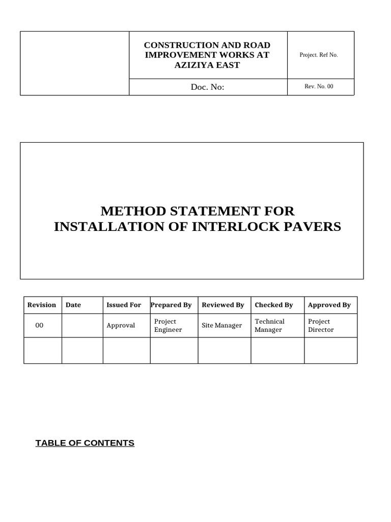 Interlock Pavers Installation Method Statement | PDF