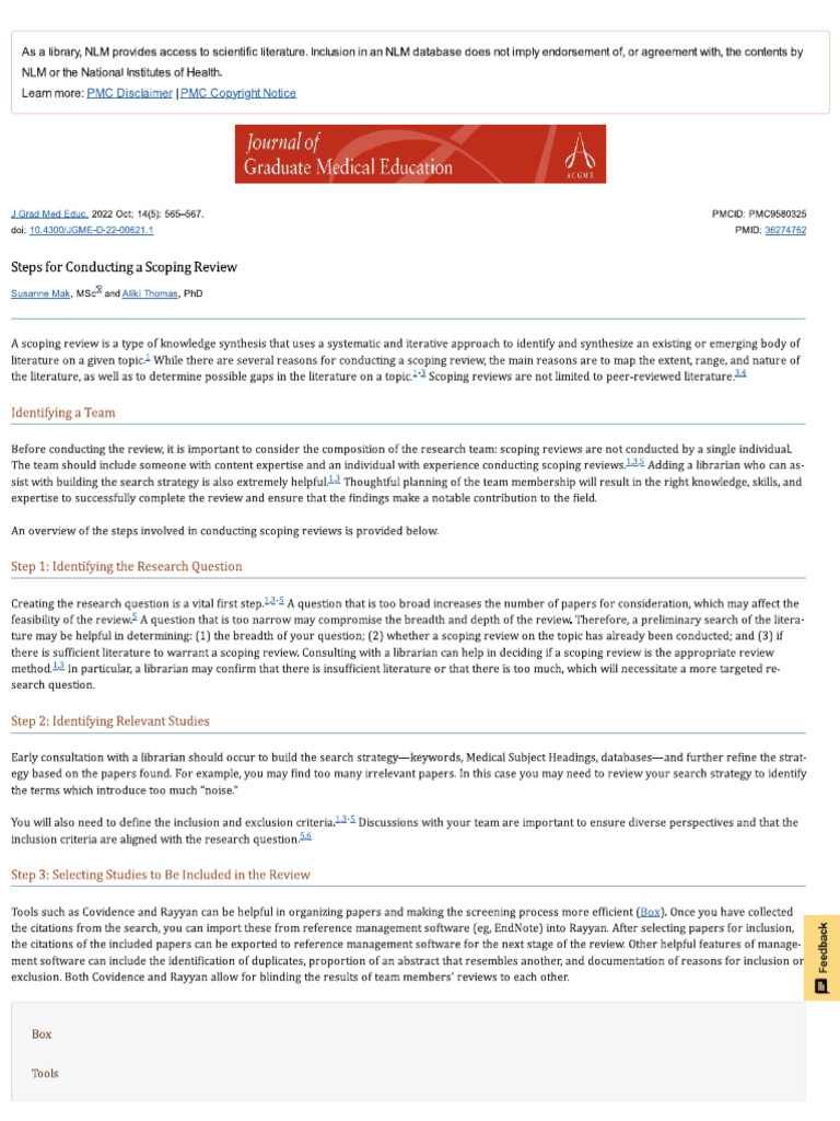 Steps For Conducting A Scoping Review - PMC | PDF