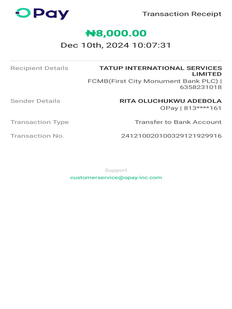 Transaction Receipt Two - 241210020100329121929916 | PDF