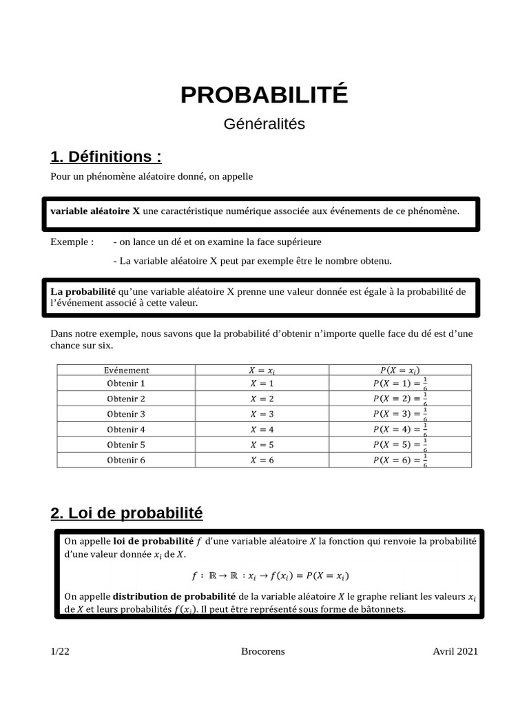 Probabilite Resume | PDF | Loi normale | Loi de probabilité
