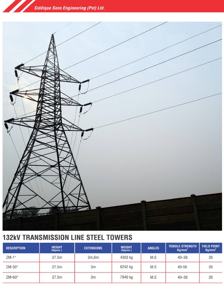 132kv Transmission Ine Steel Tower | PDF