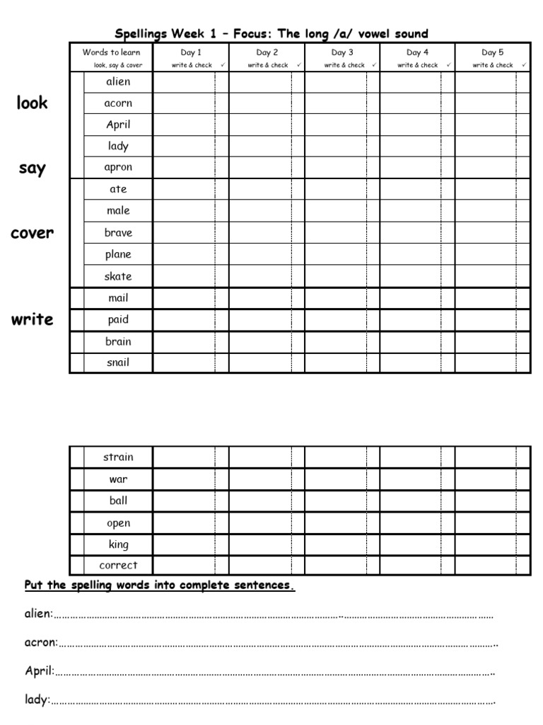 WK 2 - Spellwell Spellings | PDF