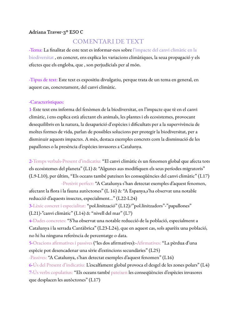 Comentari de Text | PDF