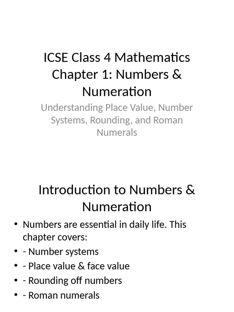 ICSE Class4 Math Chapter1 | PDF