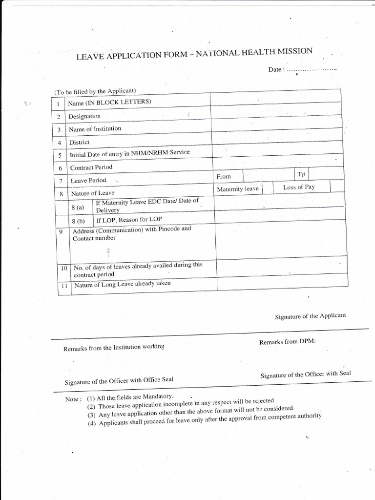 Leave Application Form 1 | PDF