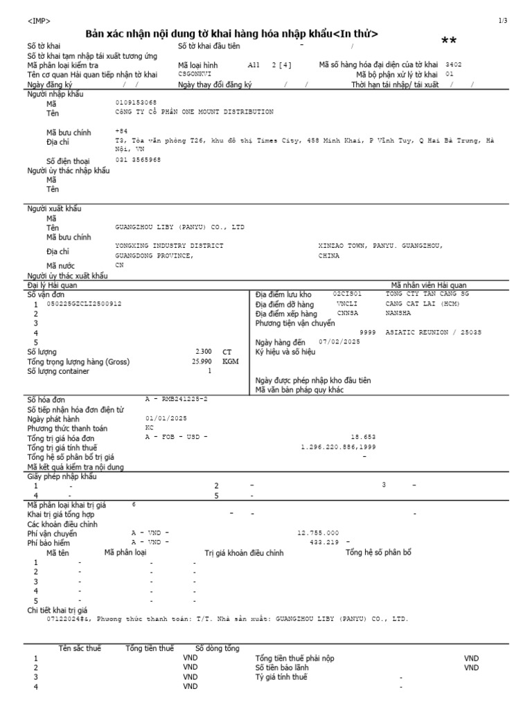 T Khai HQ7N - OMD - HCM | PDF