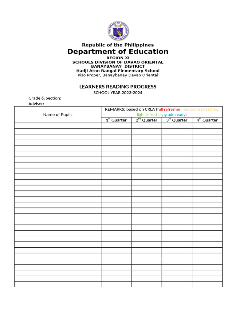 Reading Progress Gr. 1-3 | PDF