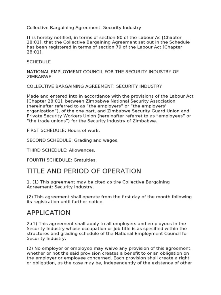 Security Industry Collective Bargaining Agreement | PDF | Employment ...