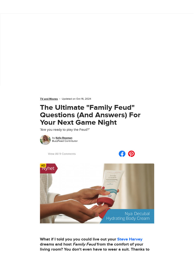 136 Family Feud Questions & Answers For Game Night | PDF