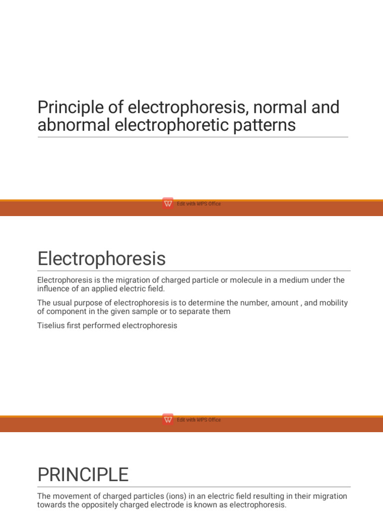 Principle of Electrophoresis, Normal and Abnormal Electrophoretic | PDF ...