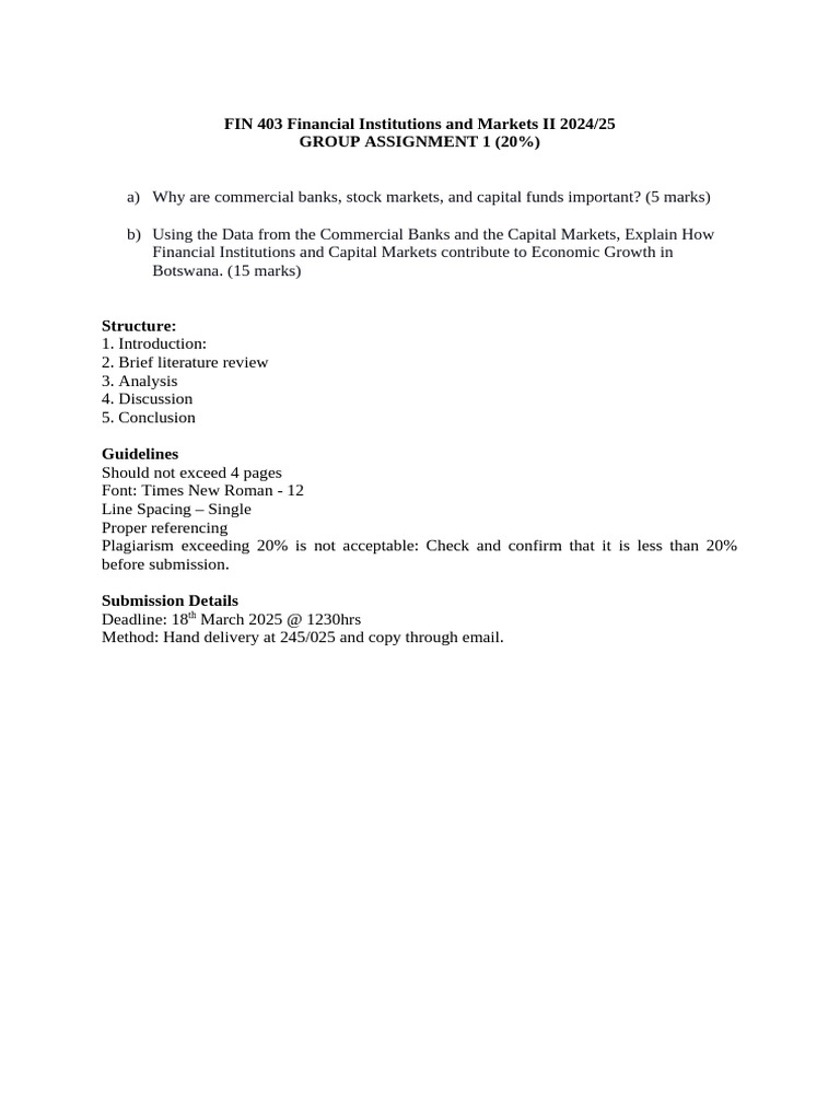 FIN 403 Assignment 1 18.03.2025 | PDF