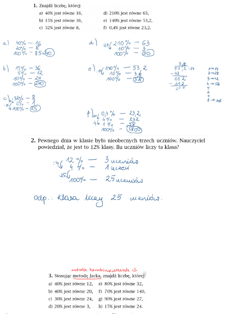 2-6 Obliczanie Liczby, Gdy Dany Jest Jej Procent (Podręcznik) | PDF