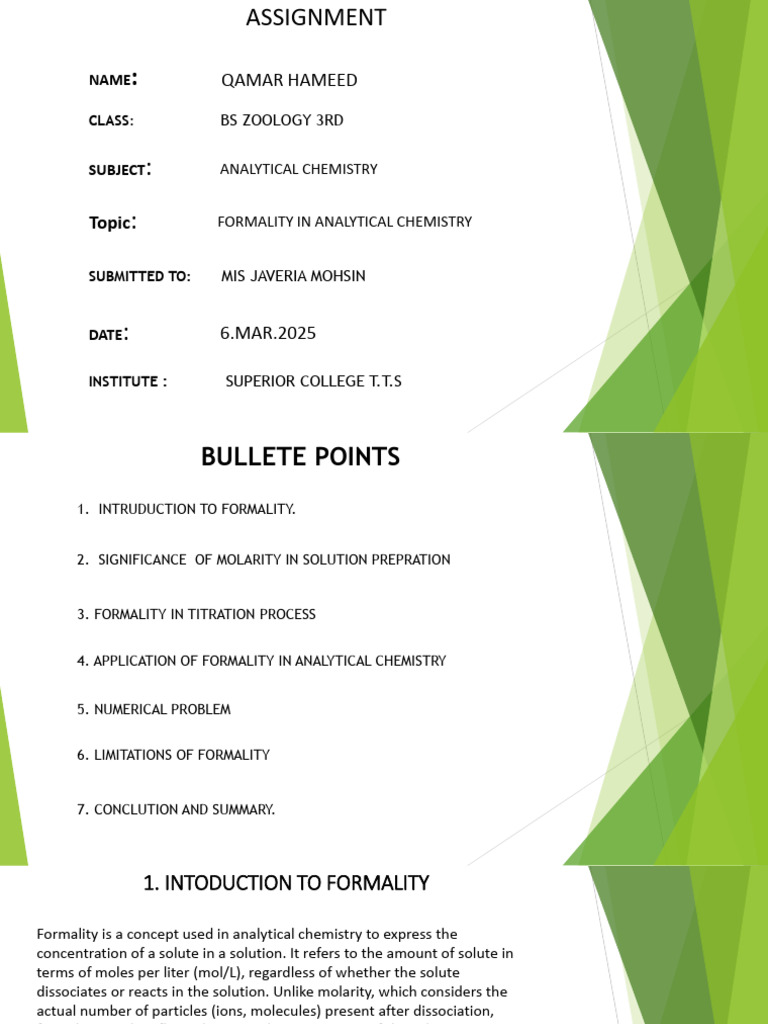 Formality in Analytical Che | PDF | Mole (Unit) | Titration