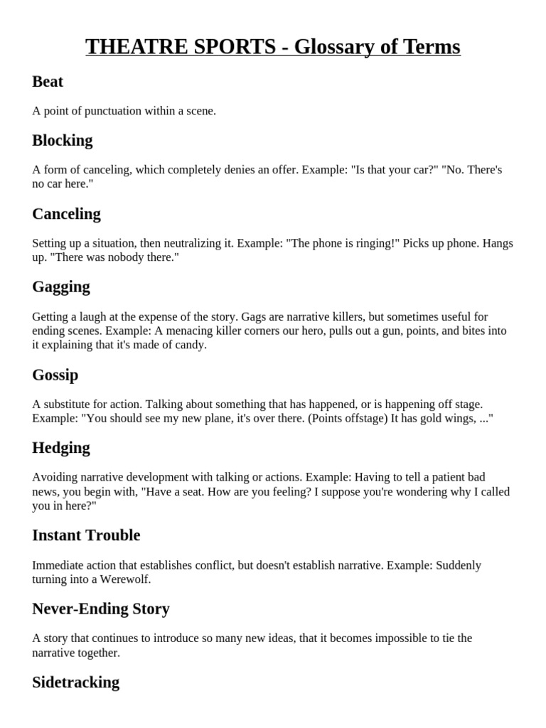 THEATRE SPORTS - glossary | PDF