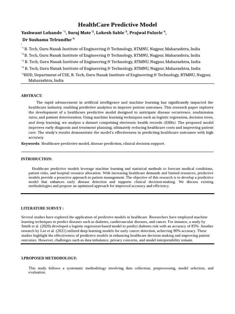 HealthCare Predictive Model. | PDF | Machine Learning | Health Care