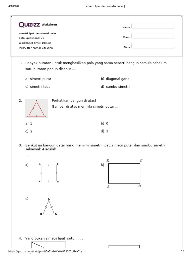 Simetri Lipat dan Putar Kelas 6 | PDF