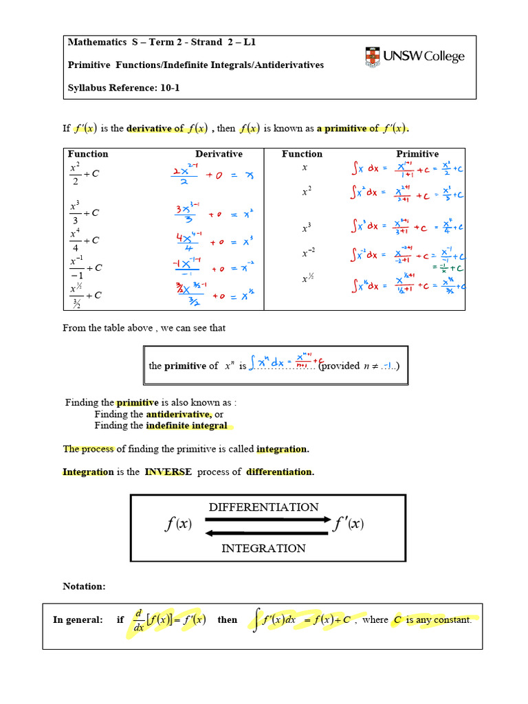 Indefinite Integrals and Antiderivatives | PDF | Calculus ...