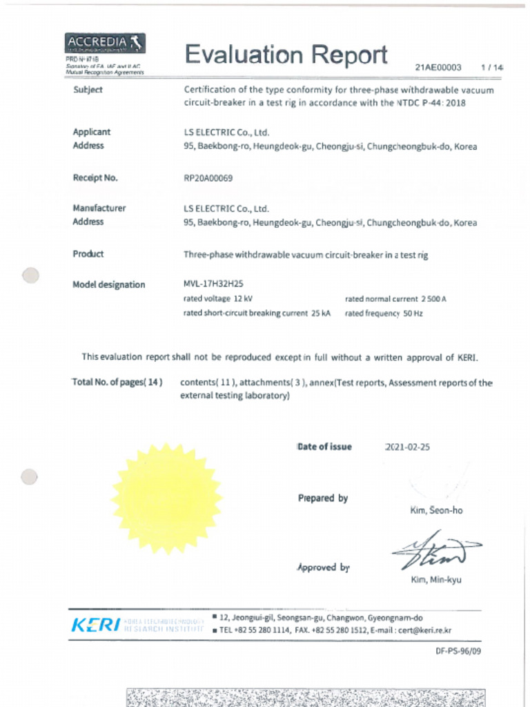2500A VCB Type Test Report | PDF