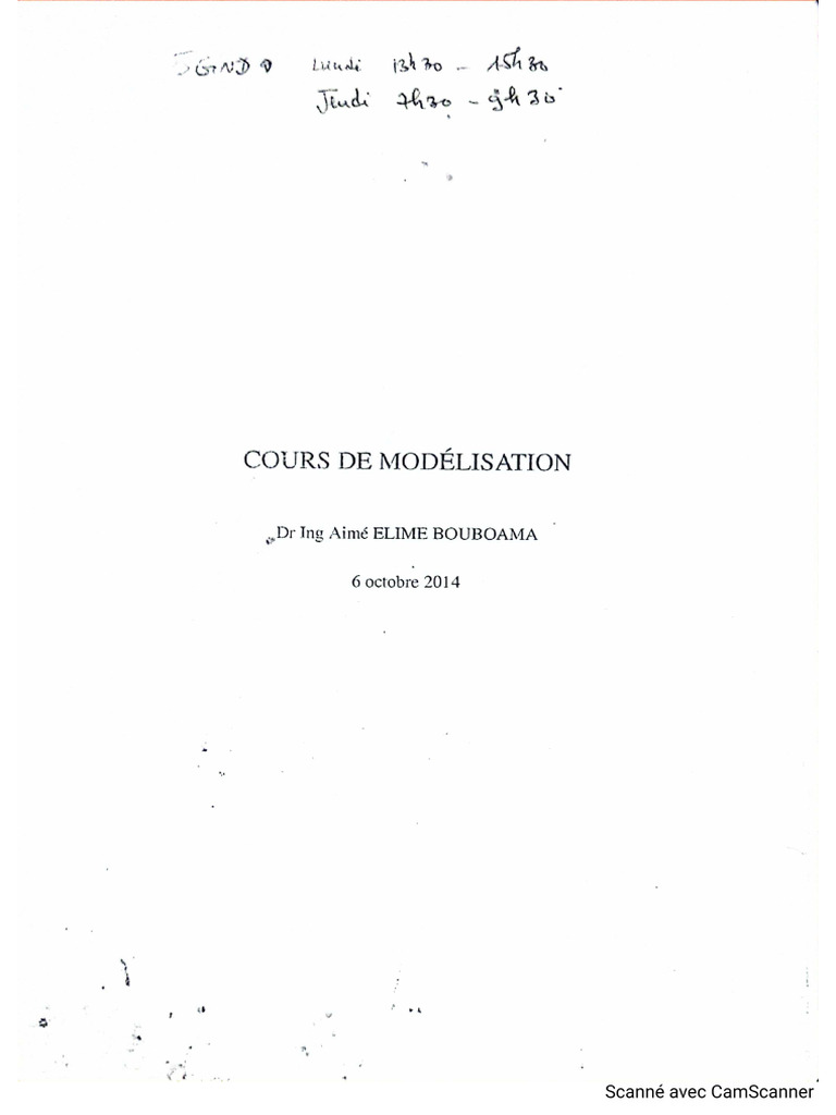 Cours de Modélisation PR ÉLIMÉ | PDF
