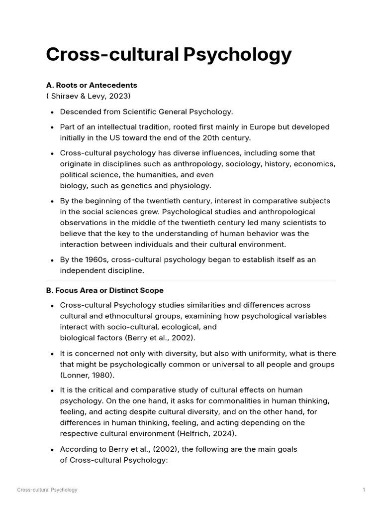 Cross-Cultural Psychology - PSYCH 108 | PDF | Quantitative Research ...