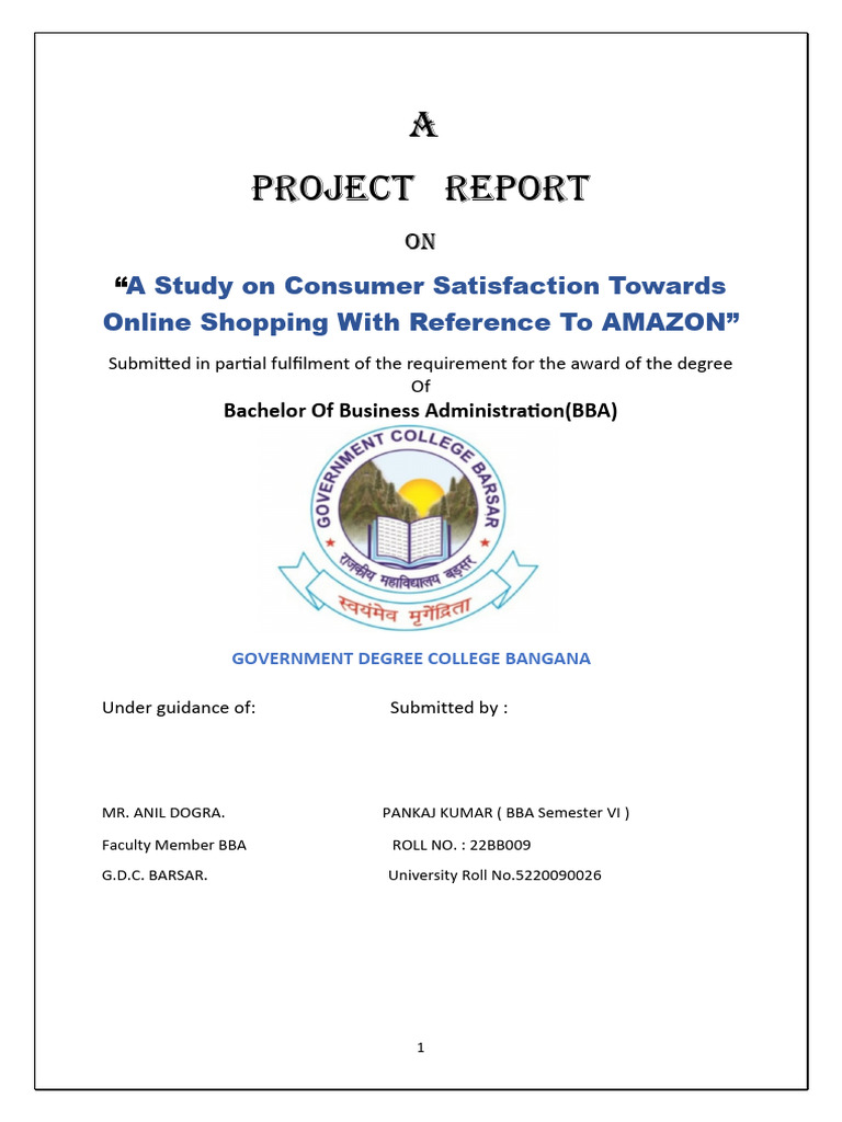 Bba Project Report 012 - 021726 | PDF | Quantitative Research | Methodology